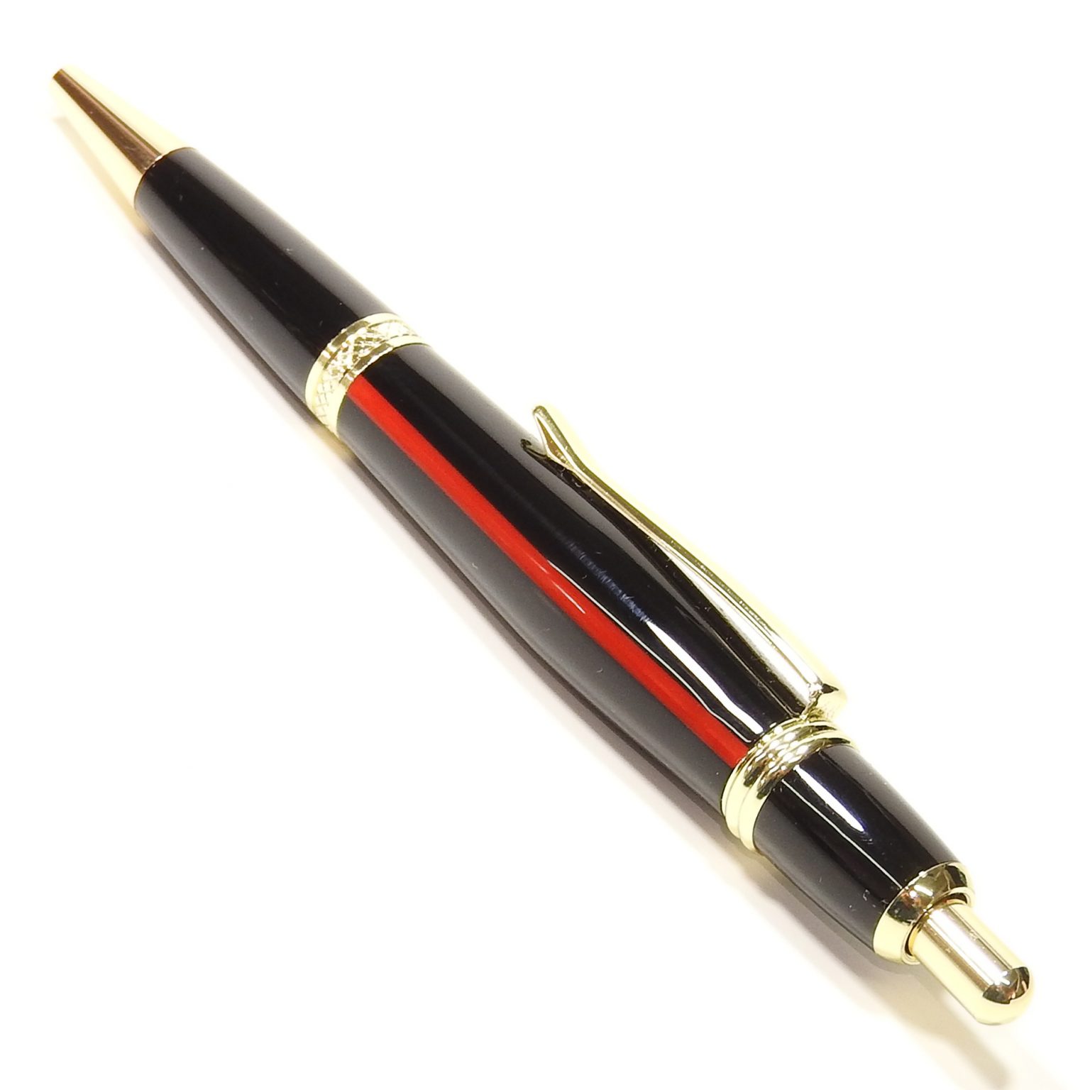 Gold Click Fire Fighters Pen in Thin Red Line Acrylic #A787 - Handmade ...
