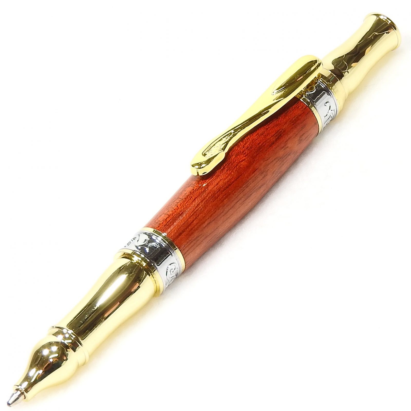 Gold & Chrome Art Nouveau Neptune Pen in Bloodwood #A396 - Handmade ...