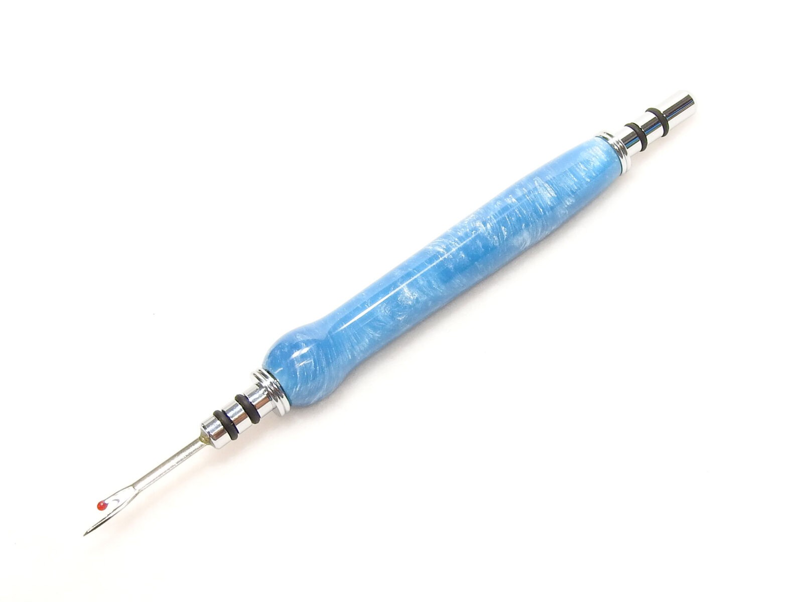 Handmade Seam Ripper and Sewing Awl - Aqua Sky Blue w/ Silver Clouds ...